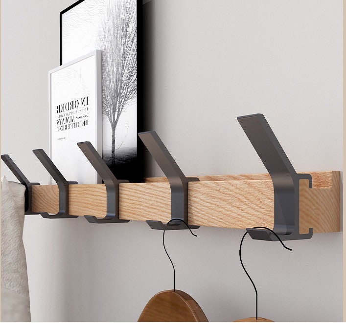 Bilayer Sliding Wall Hook,black Living Room Clothes Hanging,creative ...