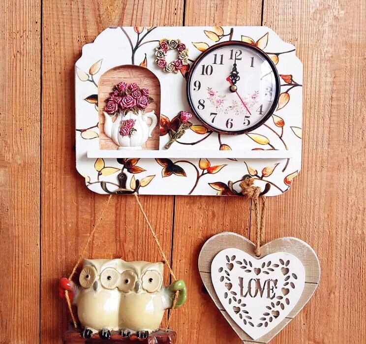 Clock Living Room Wall Hook,flower Lovely Clothes Hanging,creative Hook ...
