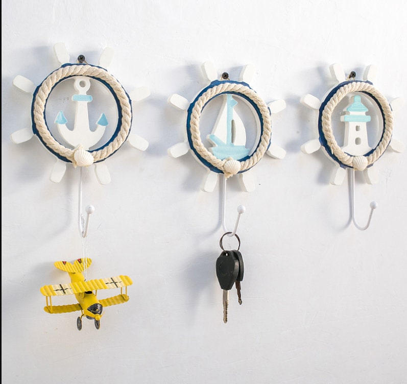 3pcs,rudder Living Room Wall Hook,lovely Clothes Hanging,creative Hook ...