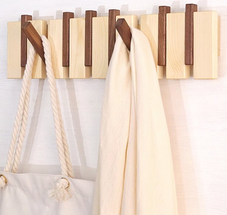 Hidden Living Room Wall Hook,walnut Wood Clothes Hanging,creative Hook ...
