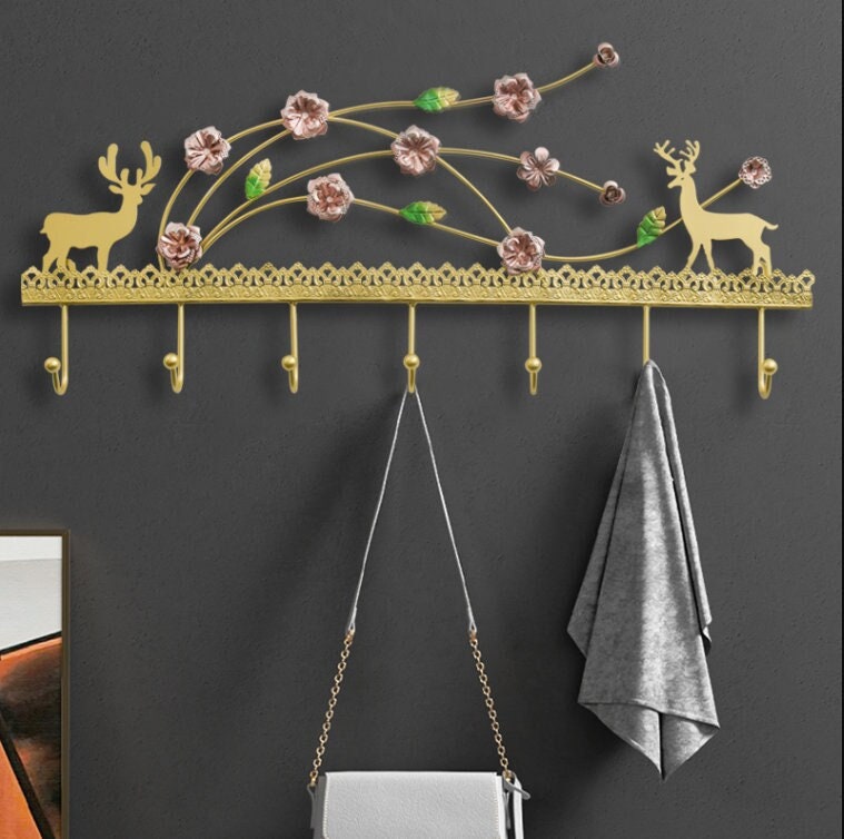 Flower Living Room Wall Hook,deer Iron Art Clothes Hanging,creative ...