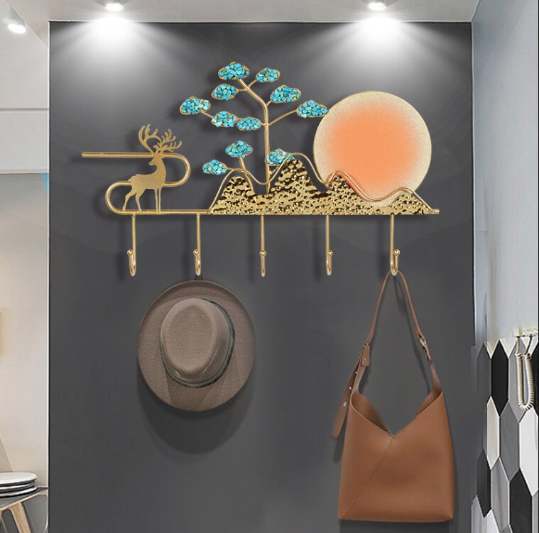 Deer Living Room Wall Hook,the Sun Iron Art Clothes Hanging,creative ...