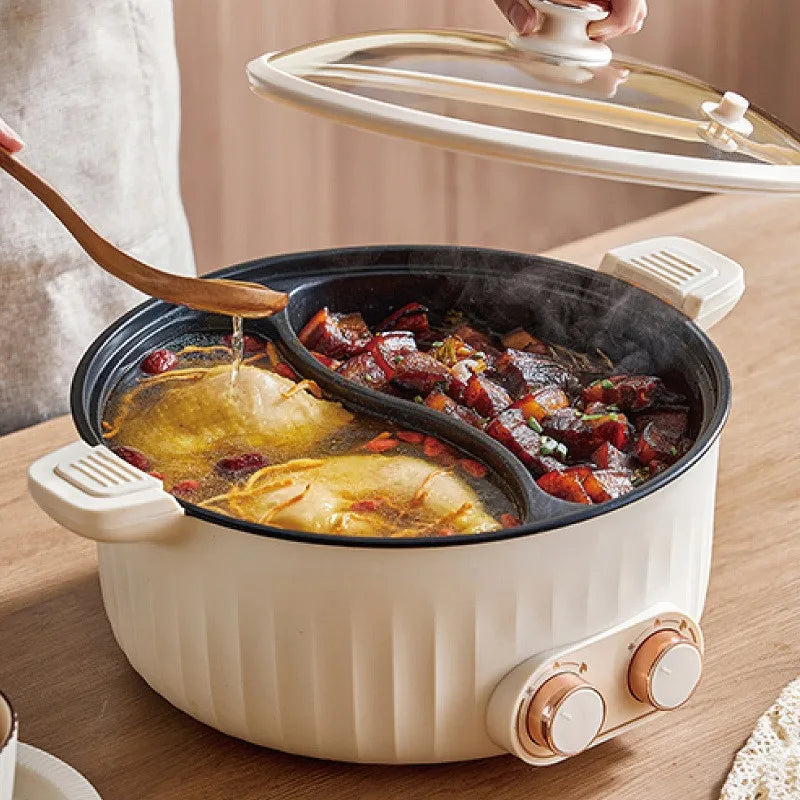 Dual Chamber Electric Cooker With Steaming Lid on Luulla