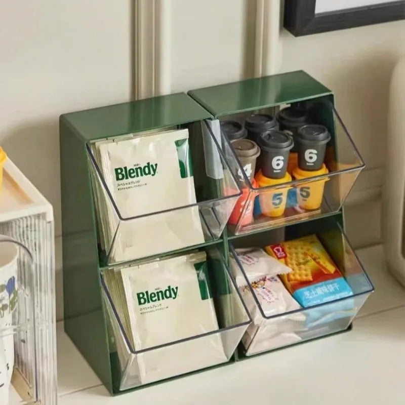 Modular Stackable Storage Organizer With Clear Bins on Luulla