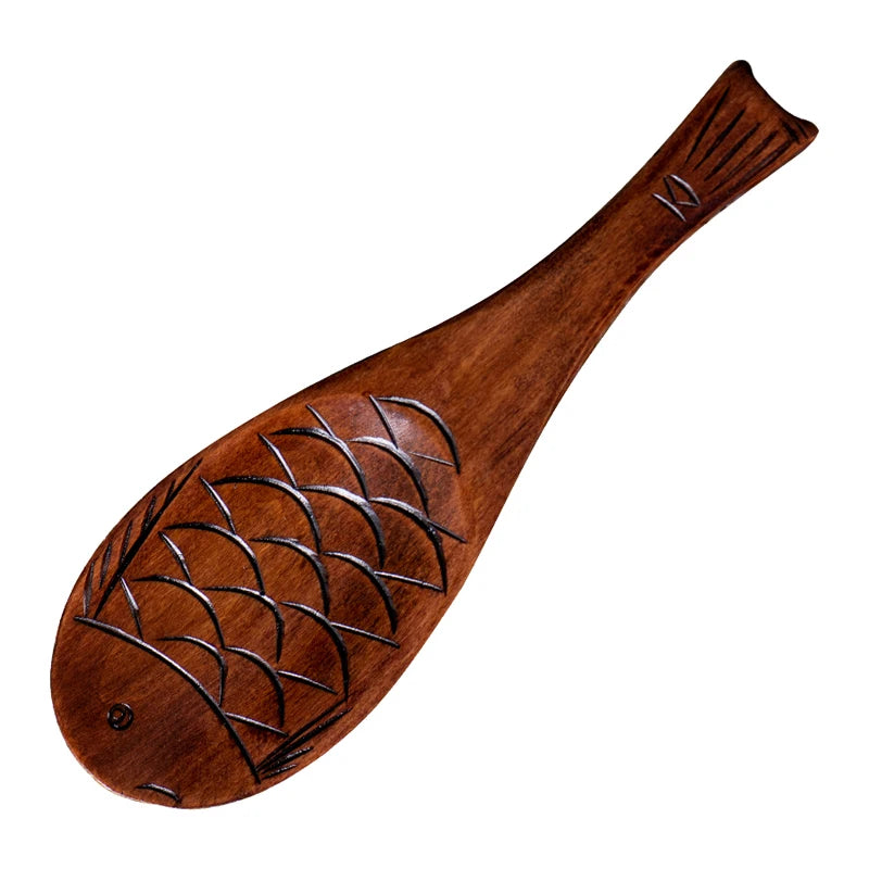 Handcrafted Wooden Fish-shaped Rice Paddle Server on Luulla