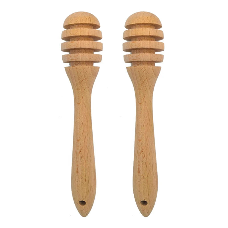 Wooden Honey Dipper Sticks With Grooved Design on Luulla