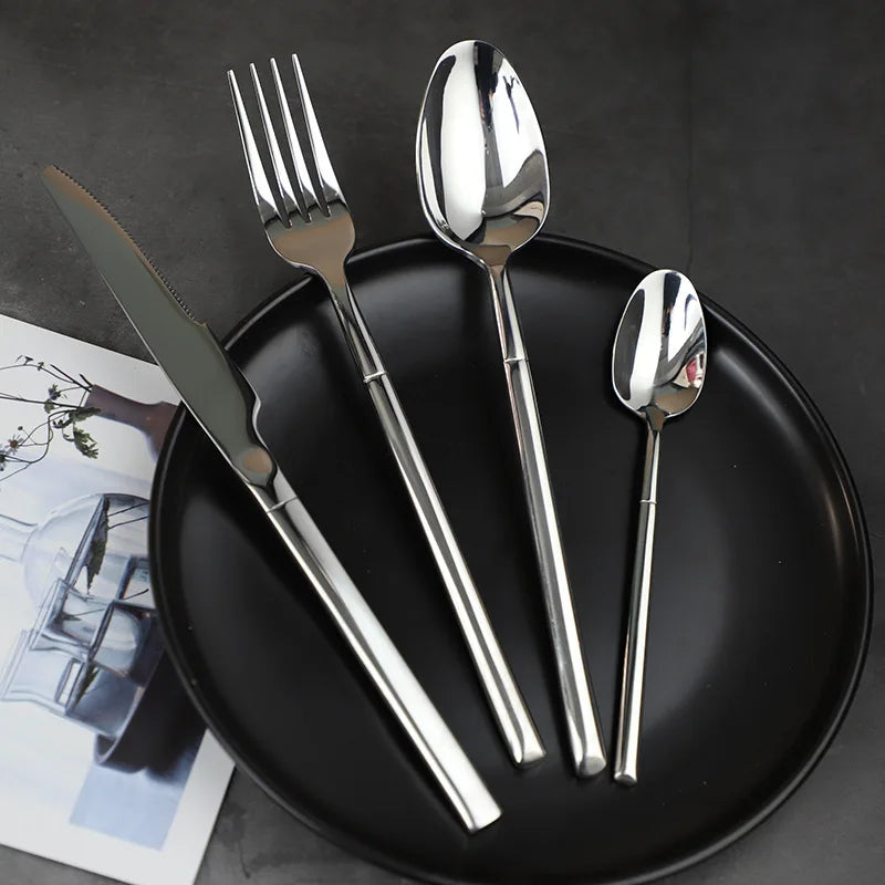 Stainless Steel Silverware, Modern Flatware 4-piece Collection on Luulla