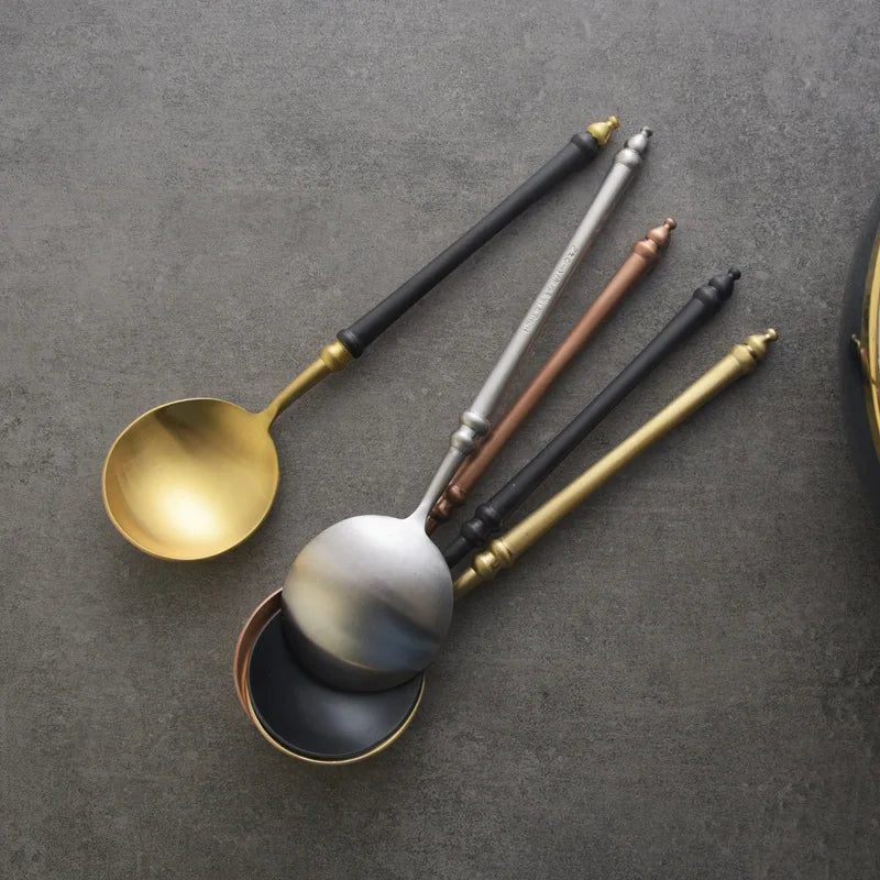 Vintage Stainless Steel Gold Soup Ladles Collection on Luulla
