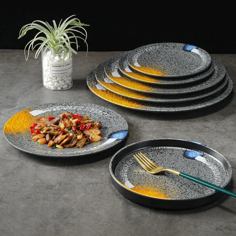 Artistic Ceramic Dinner Plates, Modern Speckled Finish on Luulla