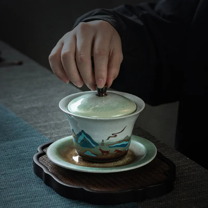 Artistic Ceramic Teacup With Intricate Nature Design on Luulla